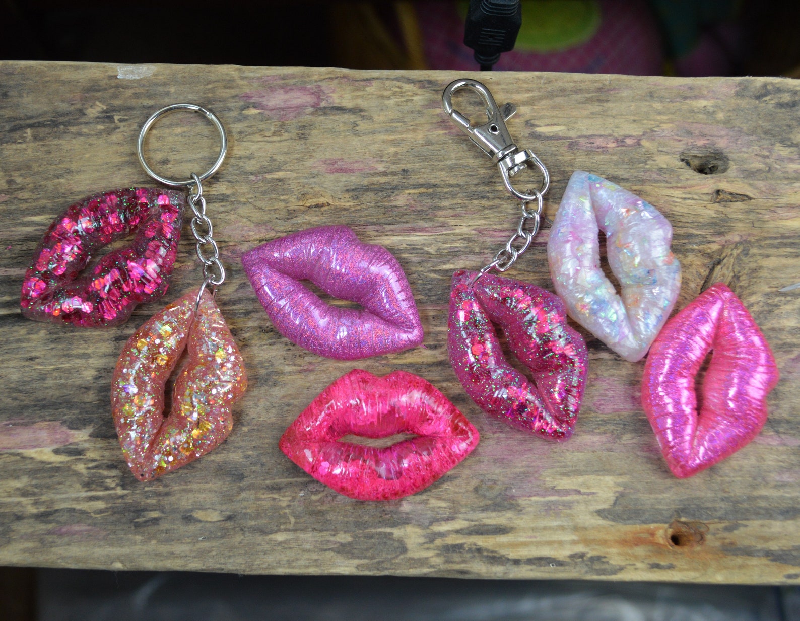 Lips Kiss Key Chain Kiss Purse Charm Sparkling Key Chain | Etsy