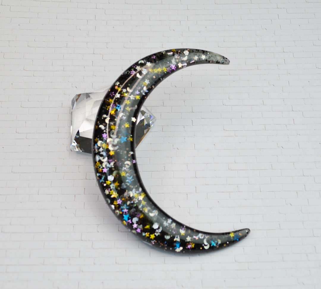 Crescent Moon Hair Fork Stick Glow Galaxy Moon Stick 5 Inch - Etsy