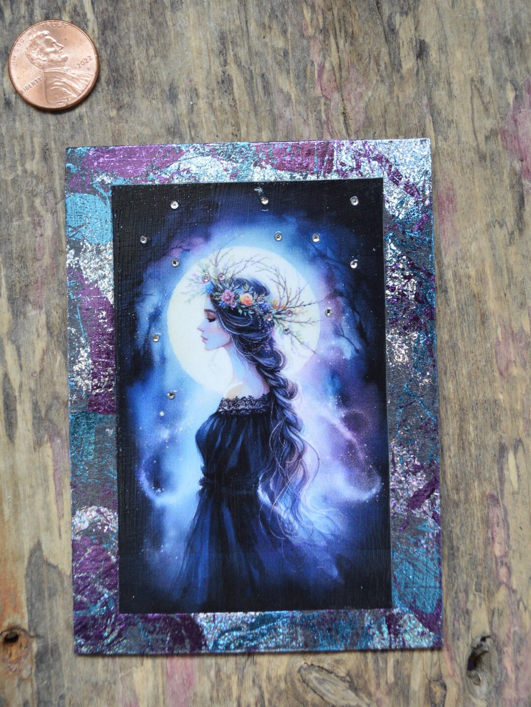 Spiritual Moon Goddess Large Magnet Rhinestone Mini Art - Etsy