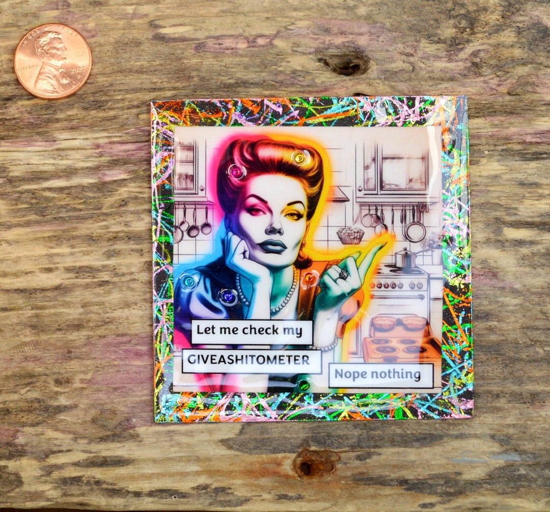 Funny Magnet Let Me Check My GIVEASHITOMETER Nope Nothing Vintage Retro ...