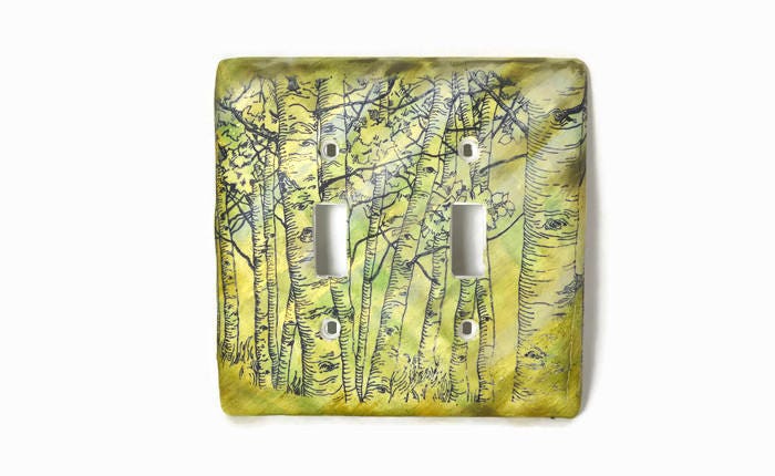 Nature Switch Cover Birch Tree Switch Plate Double Light | Etsy