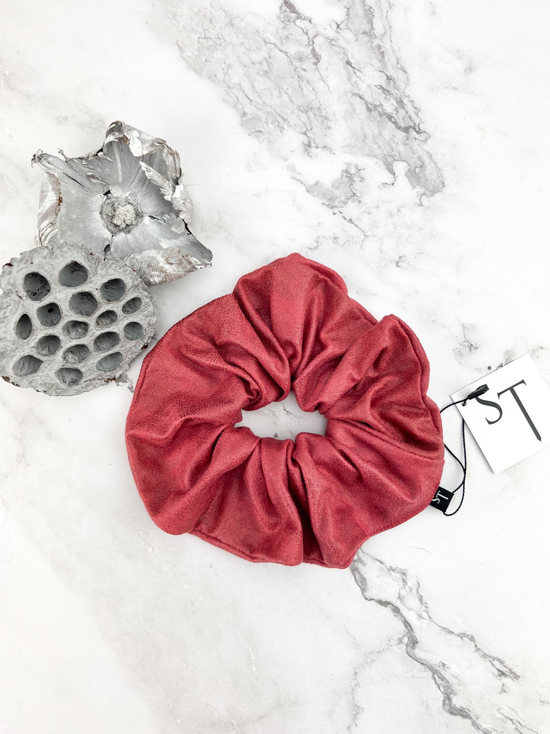 Red Leather Scrunchie Oversized Hair Scrunchie for Women Hair Accesory ...