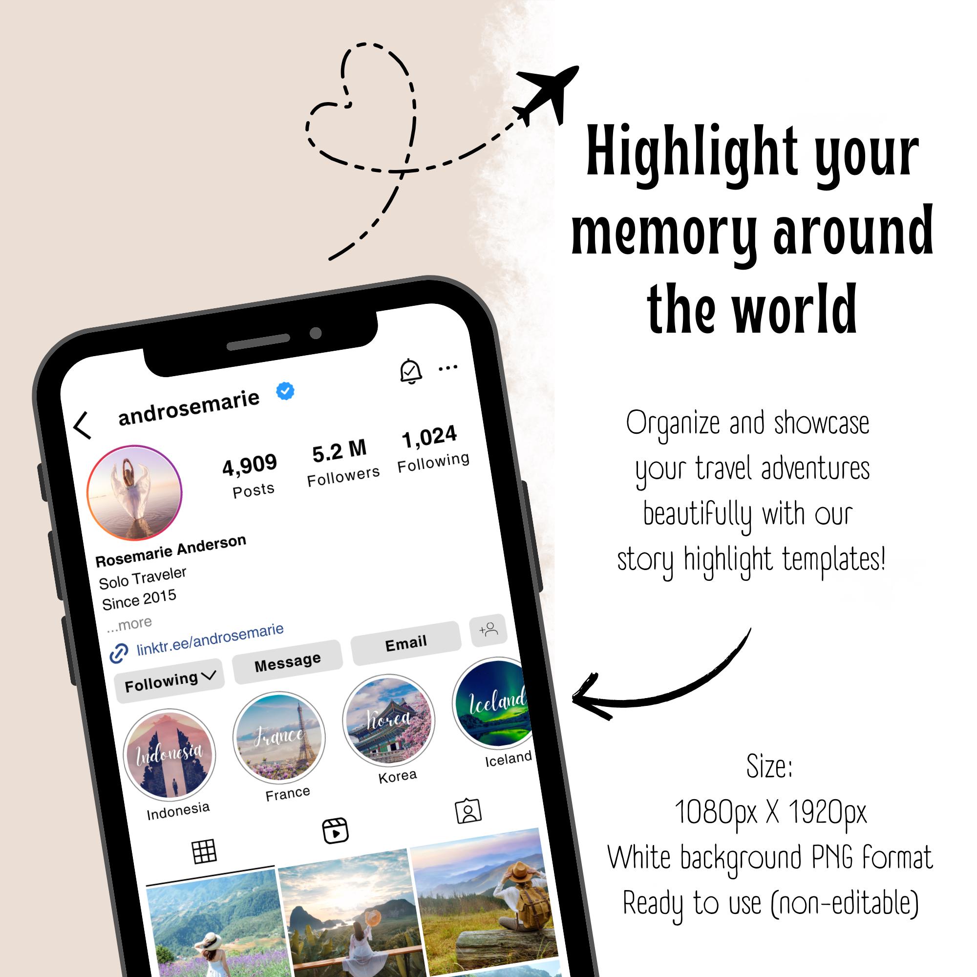 Country Instagram Story Highlight Covers, Travel Story Highlight Covers ...