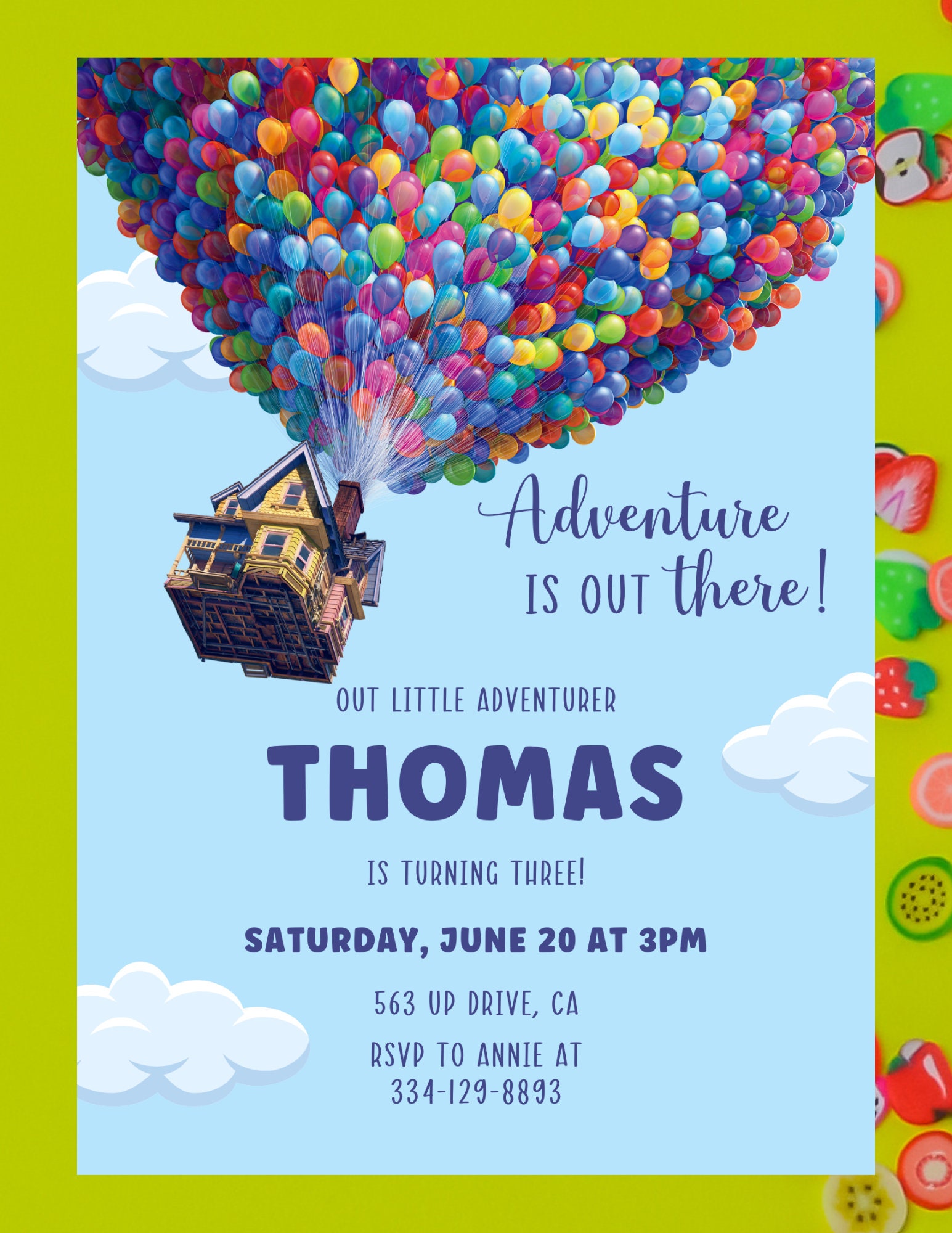 Editable up BALLOON HOUSE Kids Birthday Invitation | Instant Download ...
