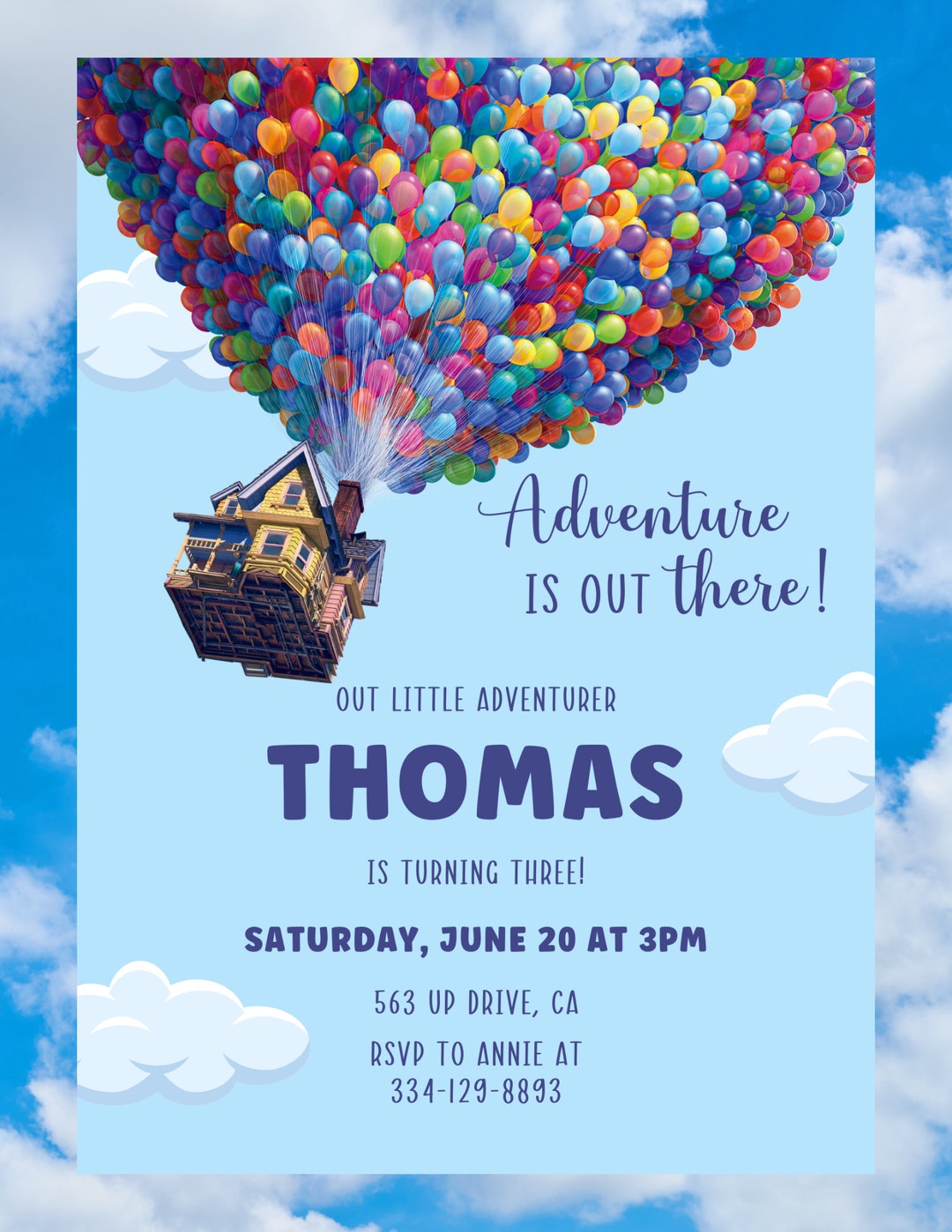 Editable up BALLOON HOUSE Kids Birthday Invitation | Instant Download ...