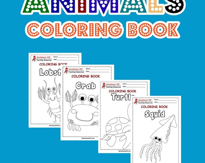 Sea Animals Coloring Book. Coloring Sea Animals - Etsy