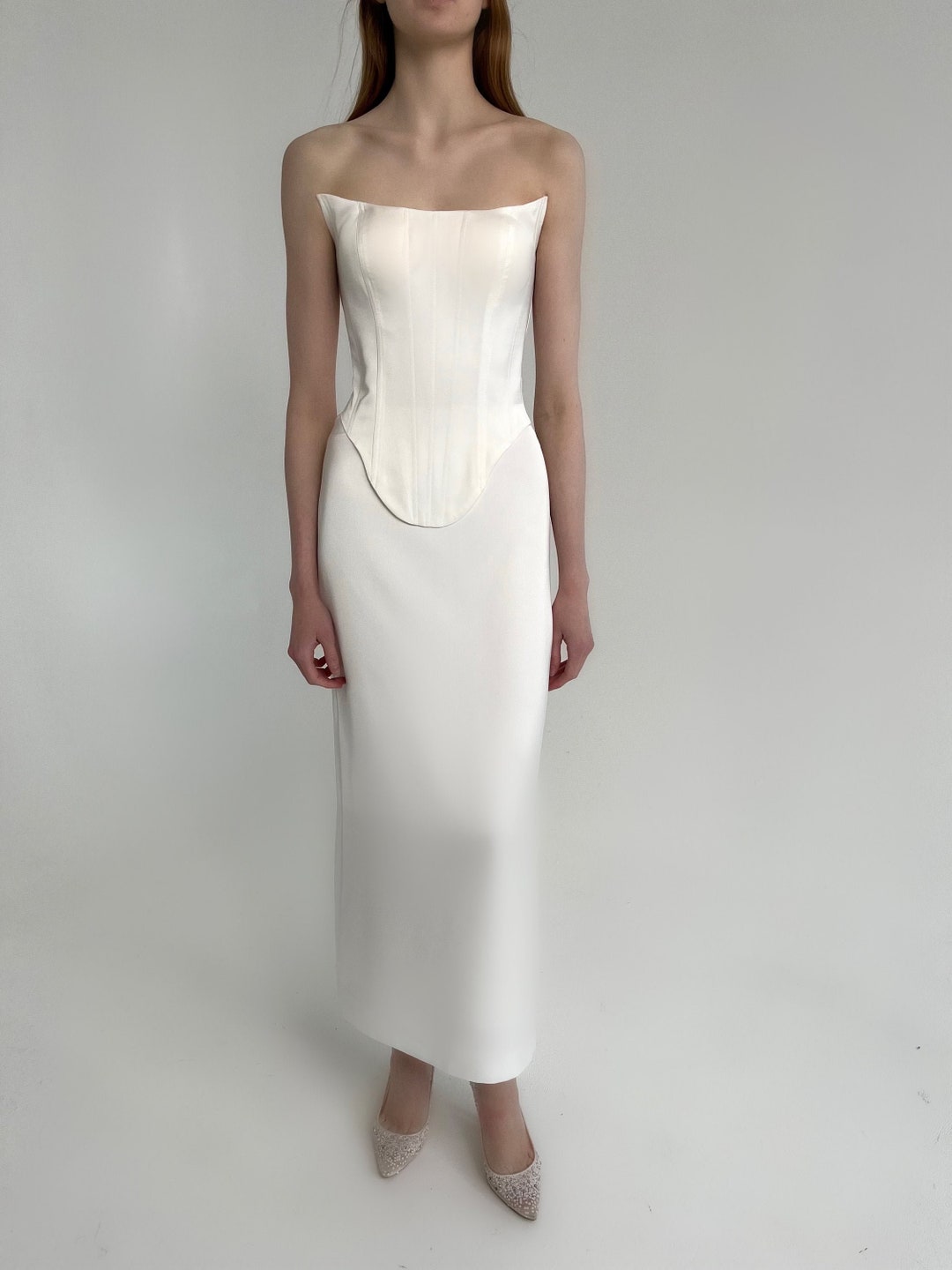 Midi Wedding Skirt Ivory Satin Reception Skirt Bridal Skirt Rehearsal ...