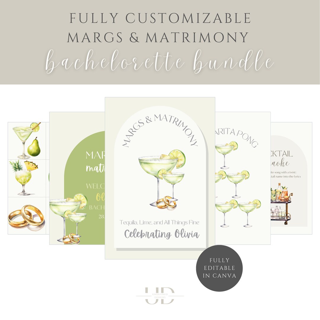 Margs and Matrimony Bachelorette Party Digital Bundle Template Set ...