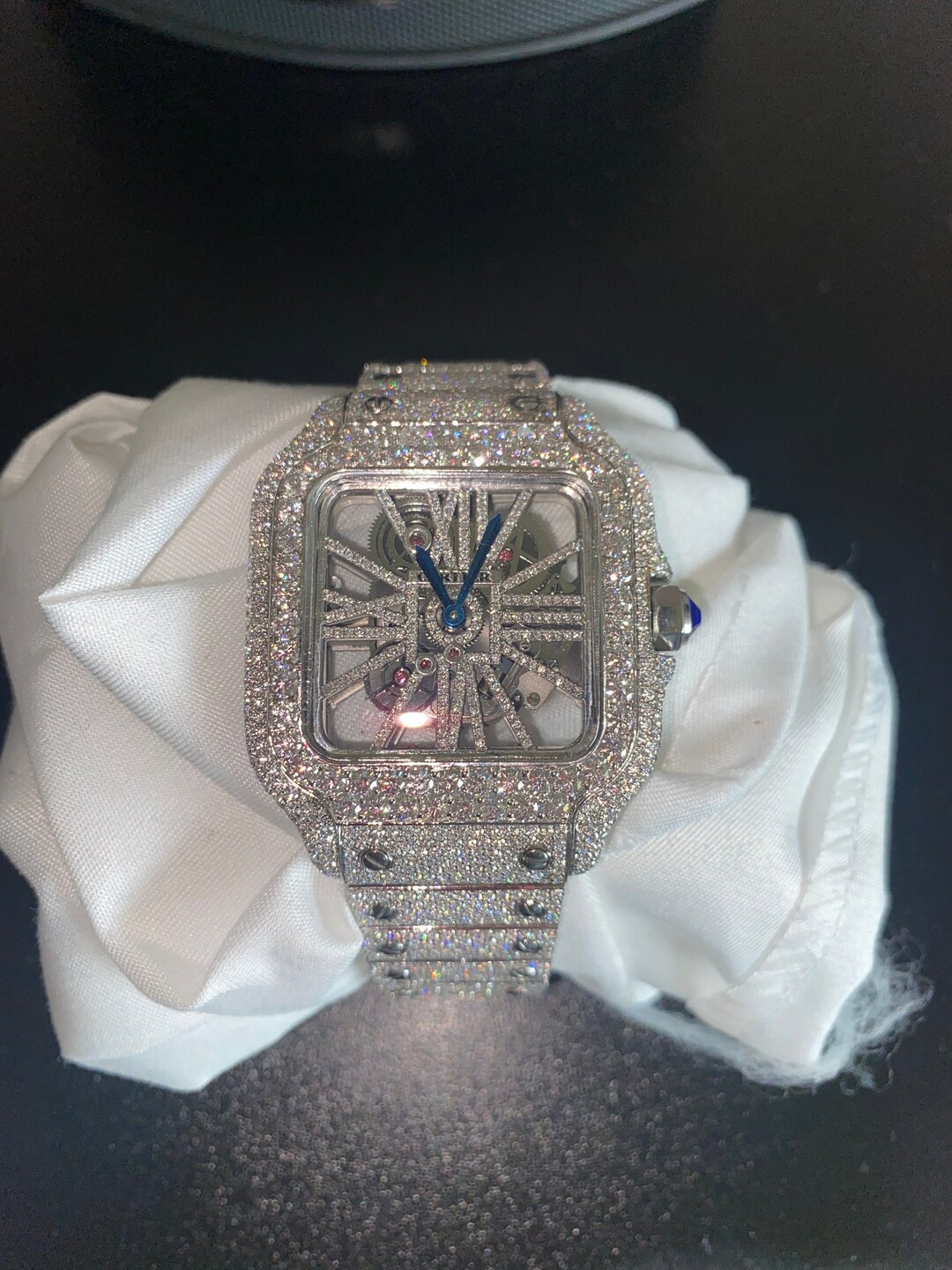 Buy Fully Iced Out Skeleton Watch Moissanite Stunning Time Piece Passes ...