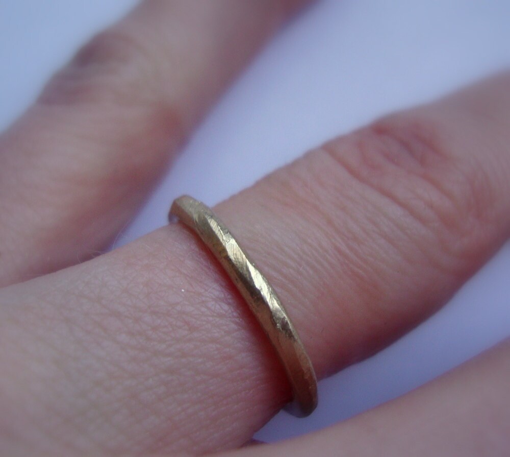 Gold Rough Wedding Ring Set Custom Engraved Inside. Solid 10k | Etsy