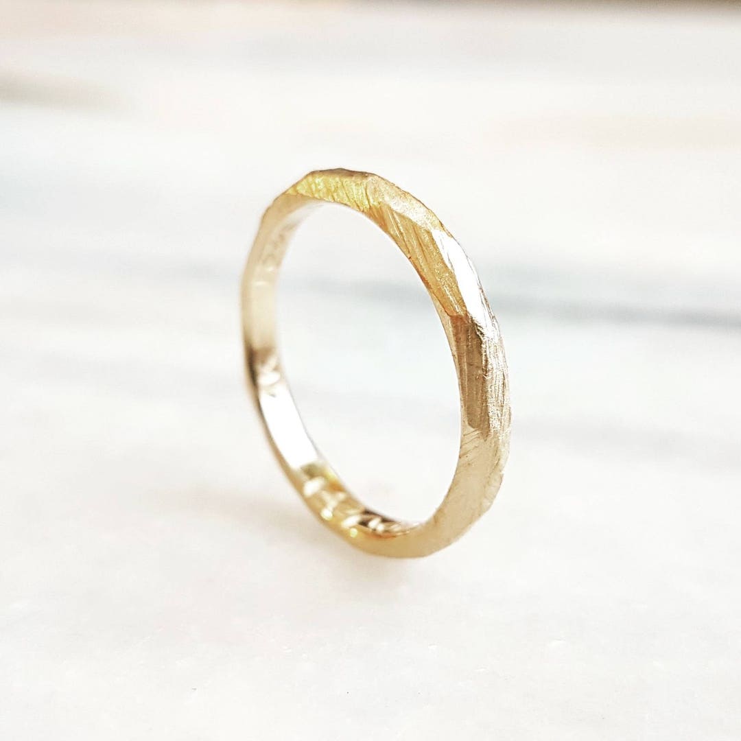 Rustic Womens Wedding Band in 10k 14k 18k Yellow White Rose Gold - Etsy
