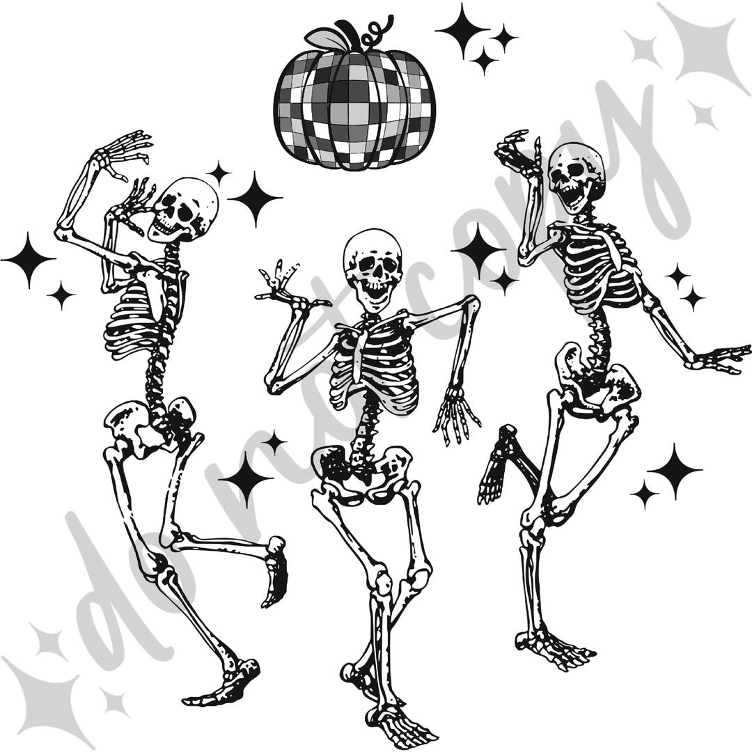Dancing Disco Skeletons Halloween PNG Digital Download Tshirt Design ...