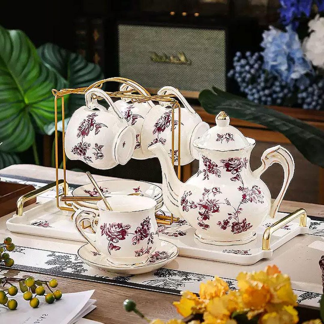 Handmade Ceramic Coffee Set: Floral Tea Party Set - Etsy