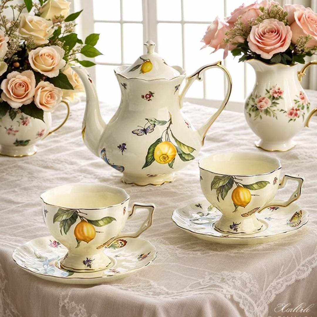 Vintage Ceramic Coffee Set|ceramic Coffee Cups and Saucers Set|french ...