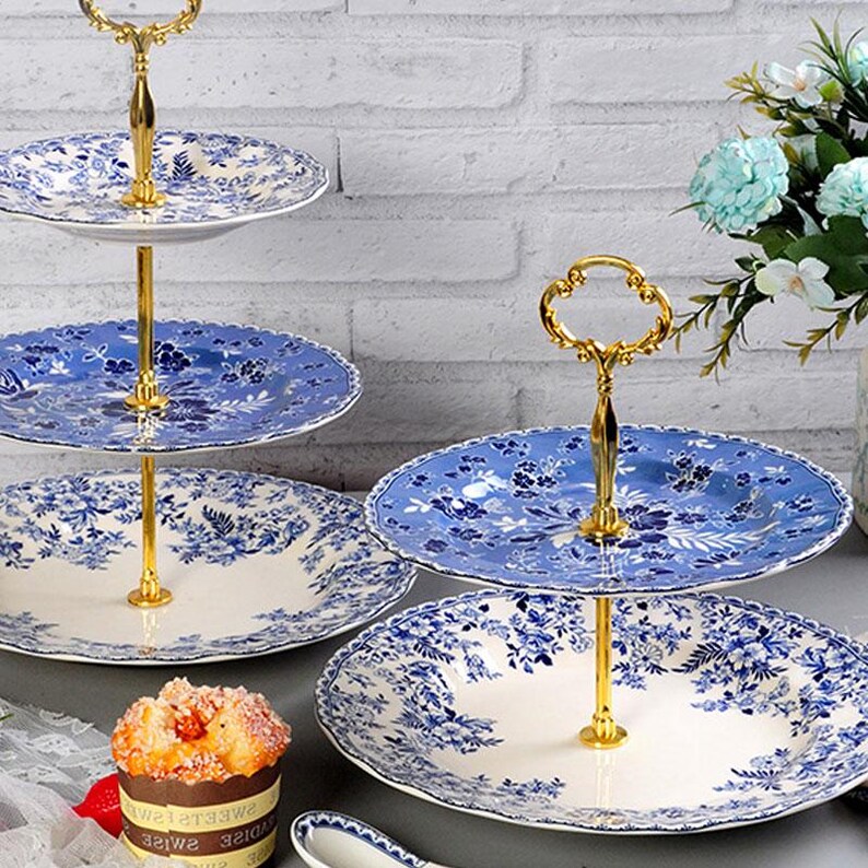 Handmade Blue Floral Ceramic Tea Set: Coffee Cups and Saucers - Etsy