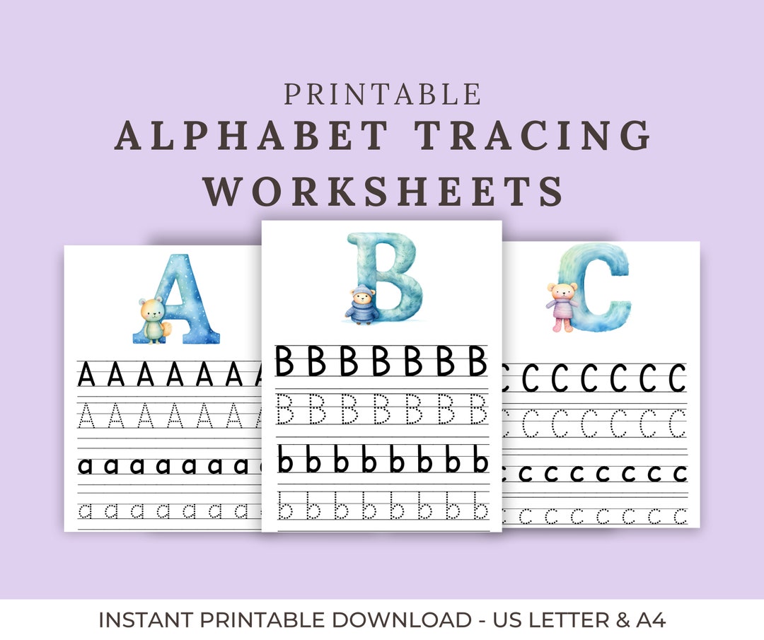 ABC Alphabet Tracing Worksheet Printables - Etsy