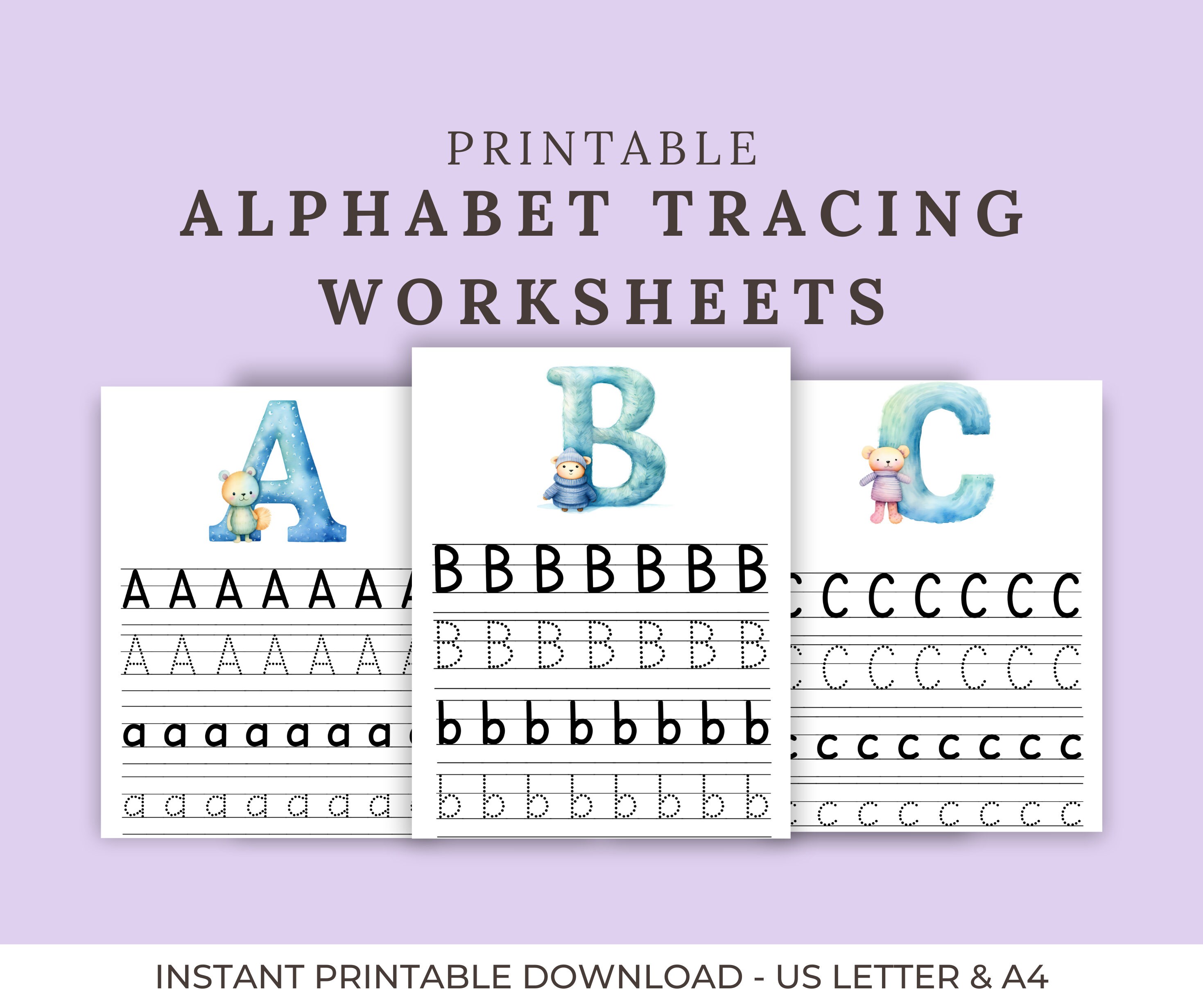 ABC Alphabet Tracing Worksheet Printables - Etsy