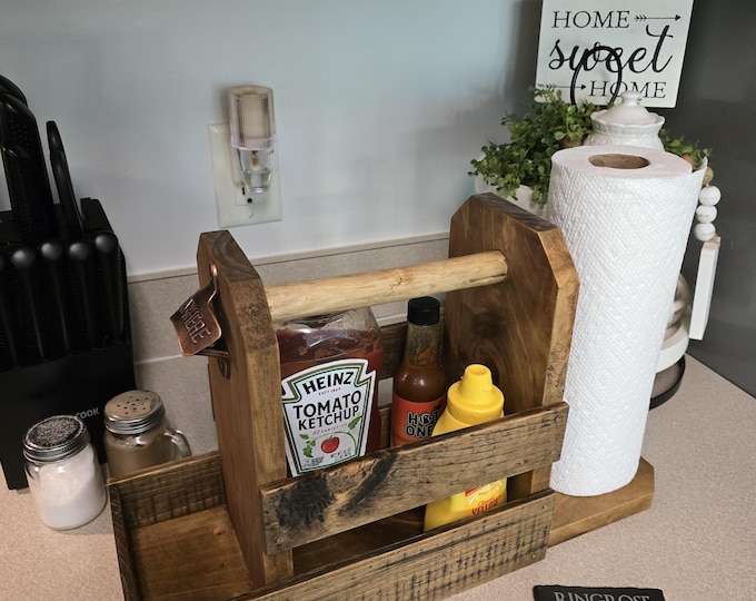 Kitchen Table Caddy Organizer Wood Napkin Holder Table Center Piece ...