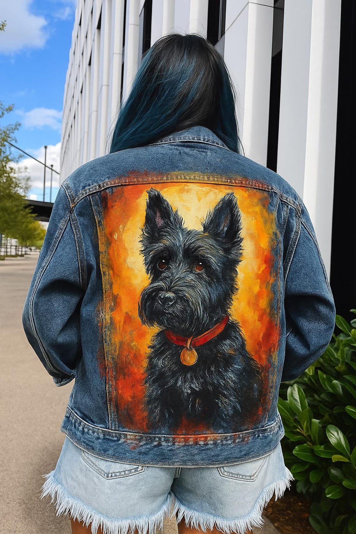 Custom Pet Portrait Jacket, Hand Painted Jean Jacket With Dog or Cat ...