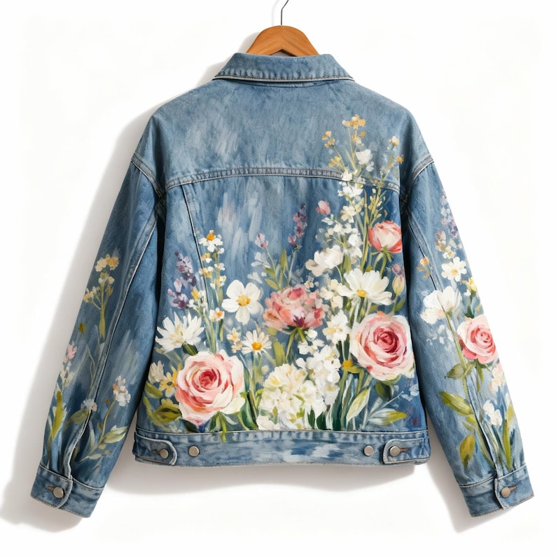 Floral Hand-painted Bride Jacket – Custom Bridal Jean Jacket, Mrs ...