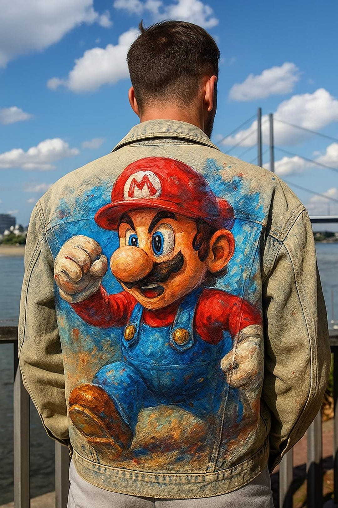 Hand-painted Mario Denim Jacket, Custom Gamer Art Clothing - Etsy
