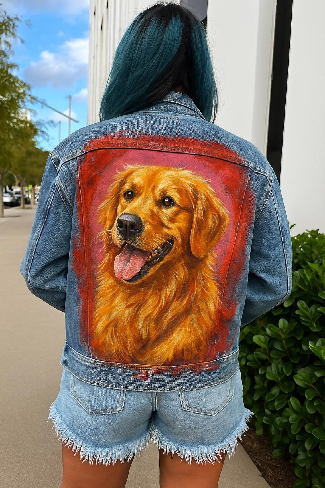 Custom Pet Portrait Jacket, Hand Painted Jean Jacket With Dog or Cat ...