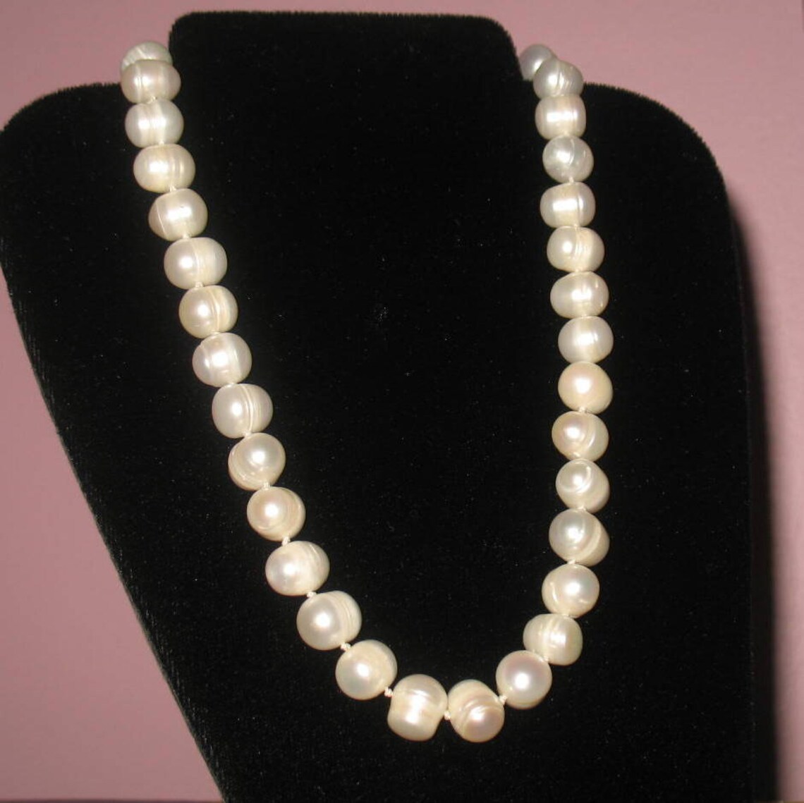 White Ringed Pearl Necklace 17 Pearl Strand White - Etsy Denmark