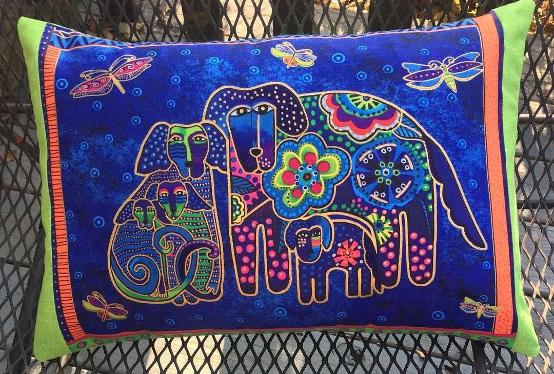 Cute Canines Pillow COVER Handcrafted W Laurel Burch Fabrics in ...