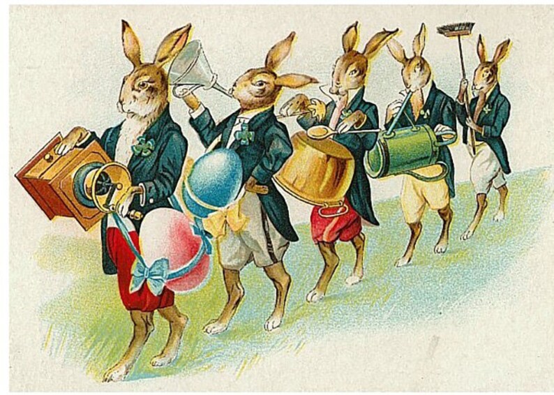 Art on Silk or Cotton ~ Rabbit Marching Band W Easter Eggs Fiber Arts ...
