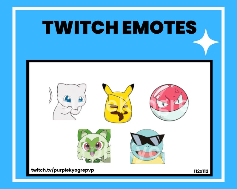 5 Twitch Emotes Pokemon Mew, Pikachu, Voltorb, Sprigatito & Sunglasses ...