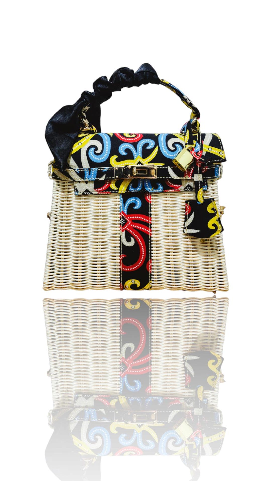 Handcrafted Wicker Bag, Combine With Borneo Ethnic Tribal Cloth, Small ...