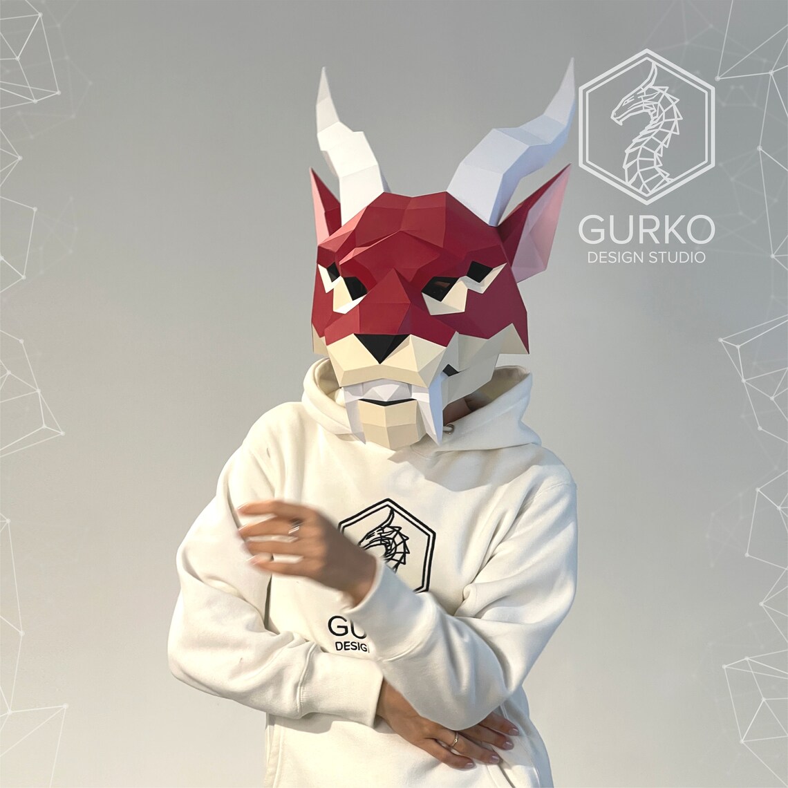 Chimera Mask Papercraft, Digital Template, PDF Download, Gurko, 3D Low ...