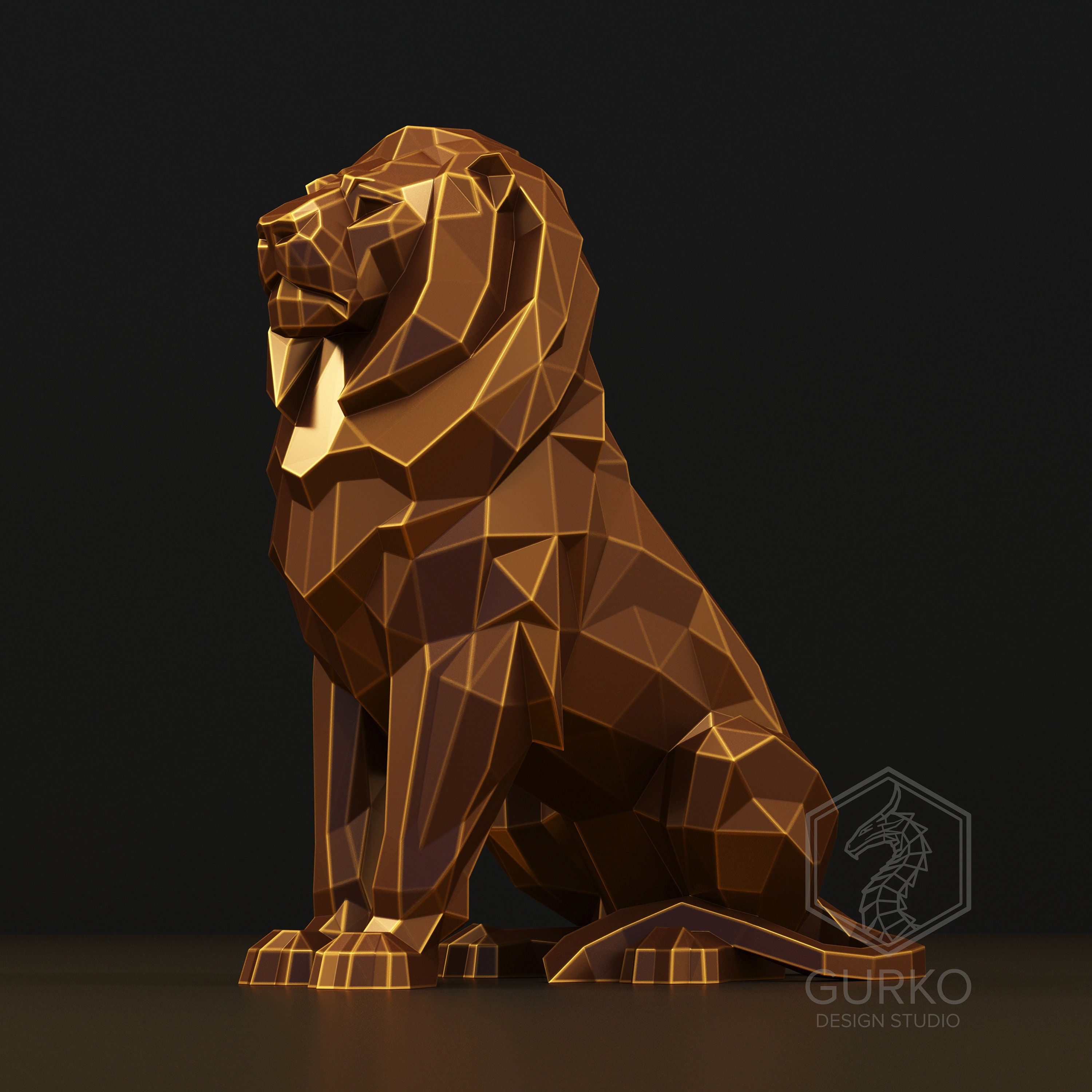 Sitting Lion Metal Papercraft, Cat, DXF, PDF, Digital Template Download ...