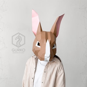 Rabbit Mask Papercraft, Hare, Digital Template, PDF Download, Gurko, 3D ...