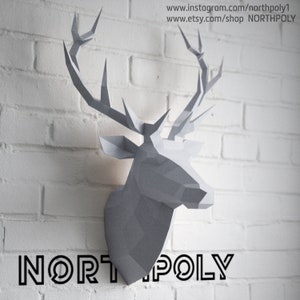 Papercraft Deer Head 2, Digital Template, PDF Download, Gurko, 3D Low ...