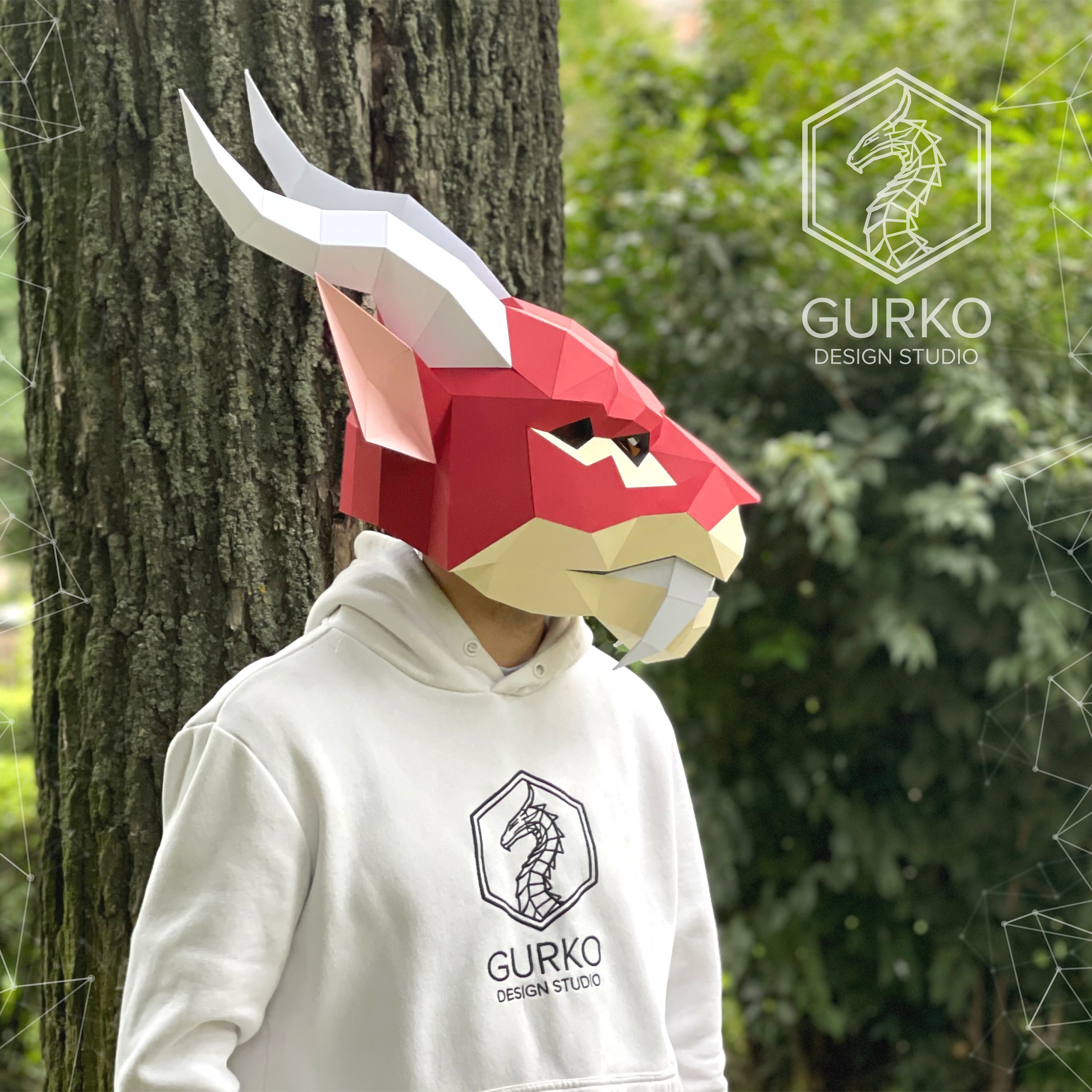 Chimera Mask Papercraft, Digital Template, PDF Download, Gurko, 3D Low ...