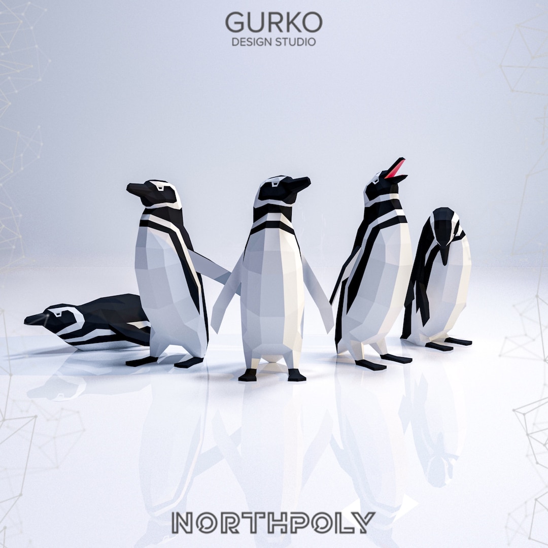 5 Magellanic Penguins Papercraft, Digital Template, PDF Download, Gurko ...
