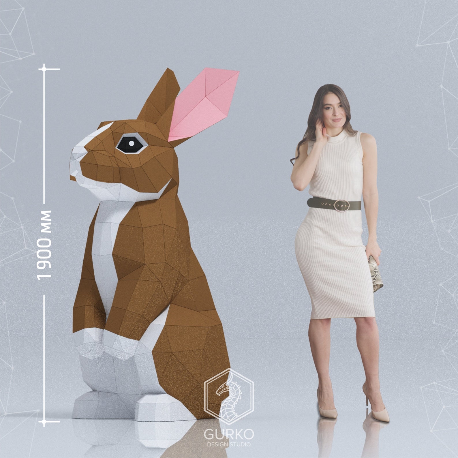 Standing Rabbit (1900 Mm) Papercraft, Digital Template, PDF Download ...