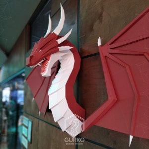 Papercraft Awesome Dragon With Wings, Digital Template, PDF Download ...
