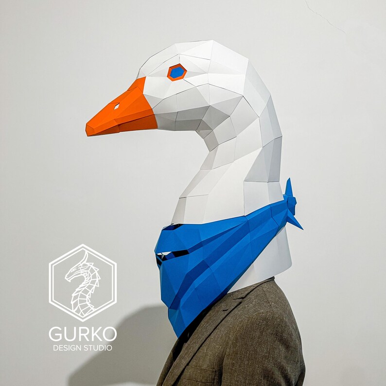 Goose Mask Papercraft, Bird, Digital Template, PDF, SVG, DXF Download ...