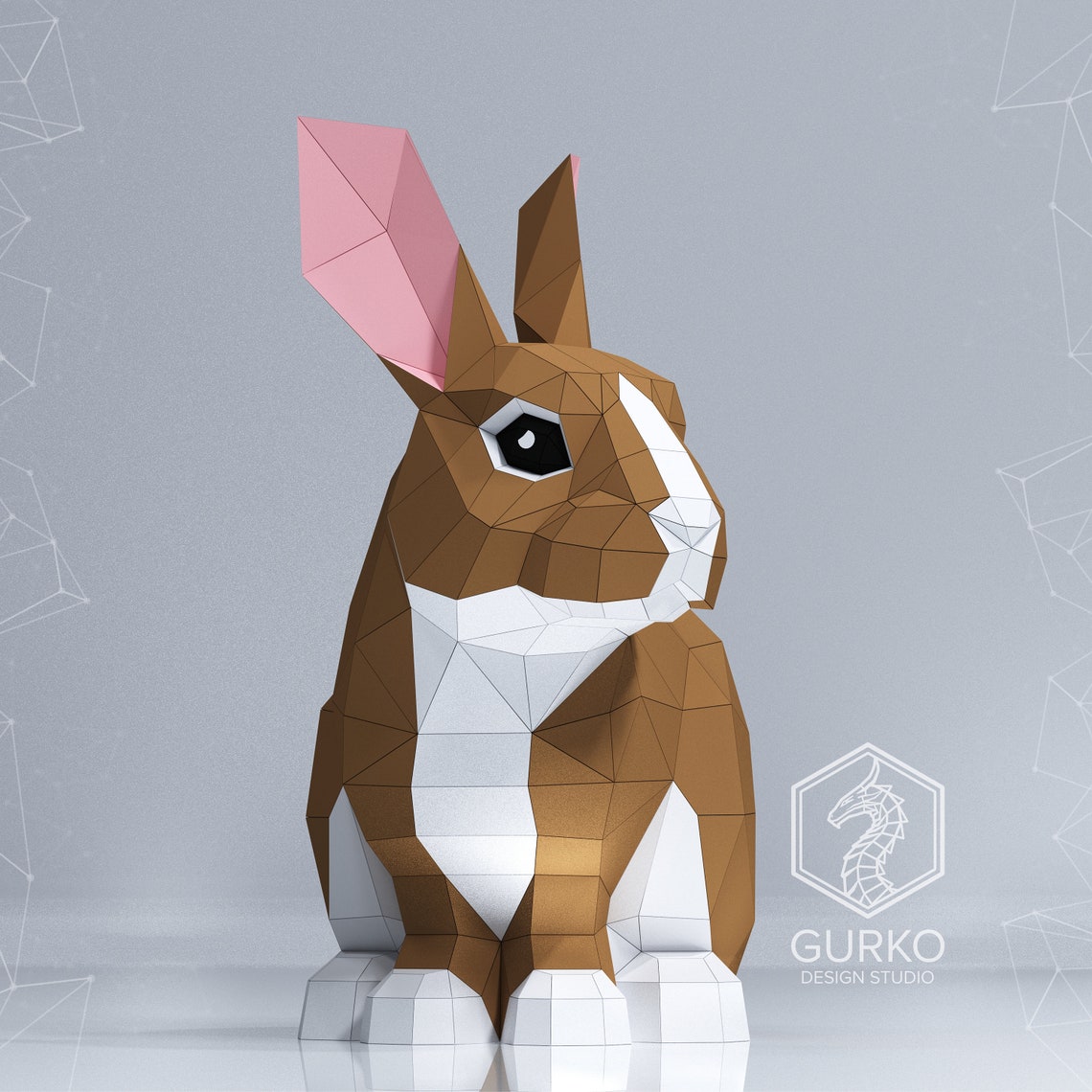 Rabbit Papercraft, Hare, Pdf, Gurko, Pepakura, Template, 3D Origami ...