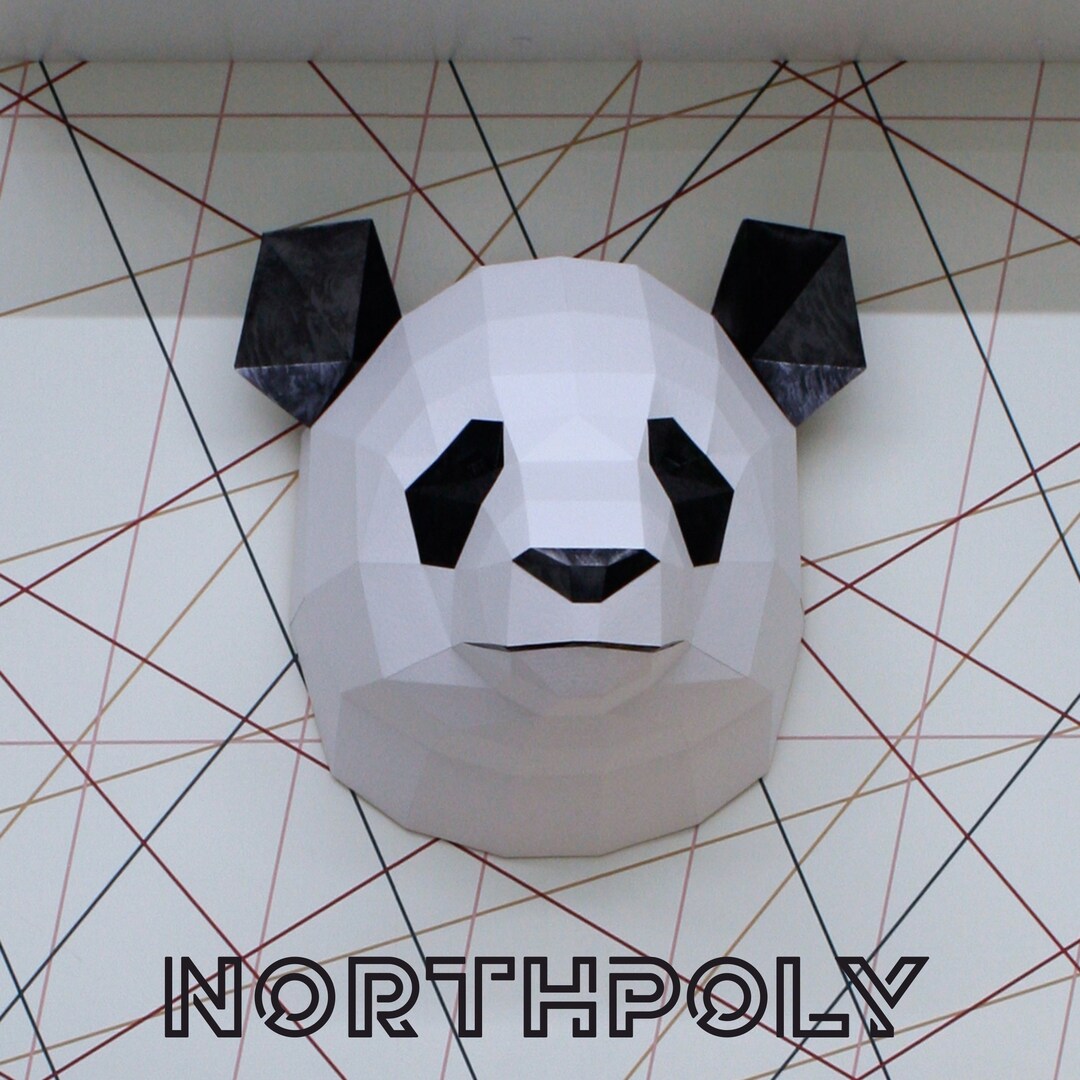 Panda Head Papercraft, Bear, Digital Template, PDF Download, Gurko ...