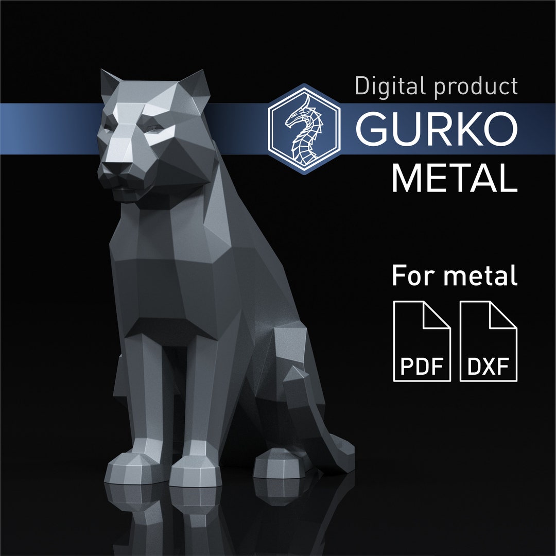 Sitting Tiger Metal Papercraft, Cat, DXF, PDF, Digital Template ...