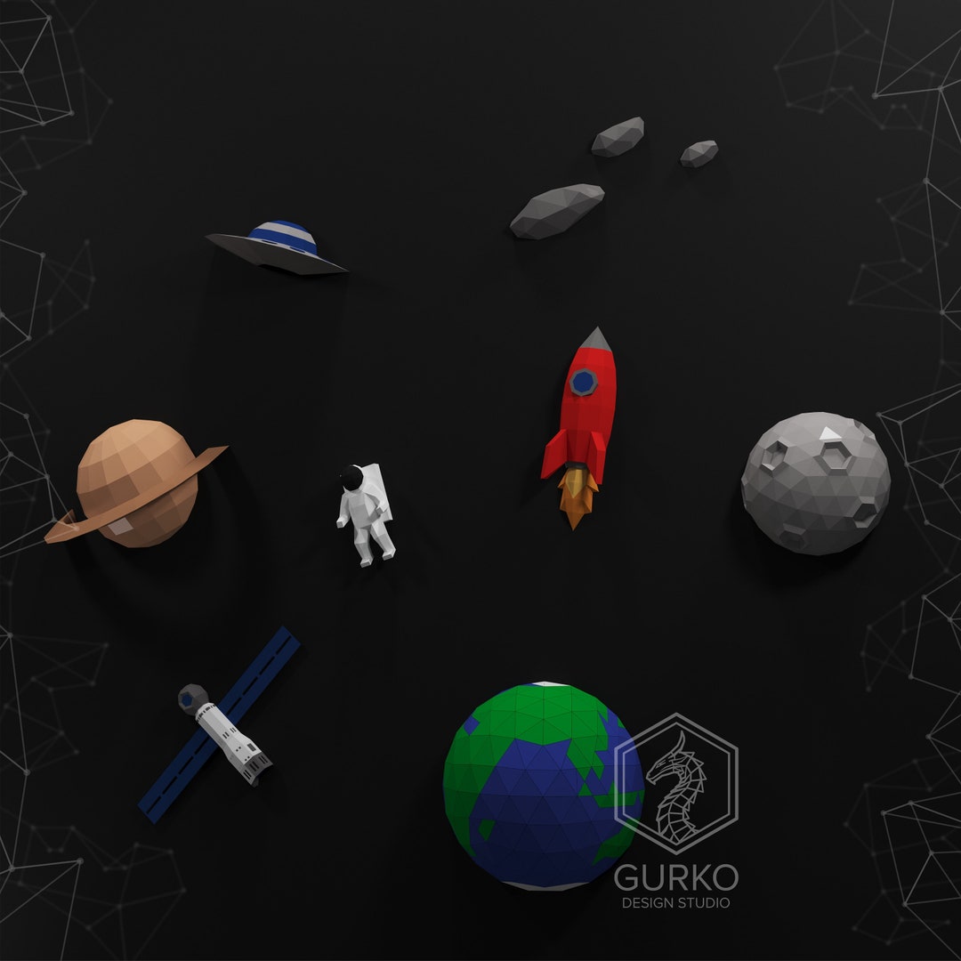 Space Papercraft, Digital Template, PDF Download, Gurko, 3D Low Poly ...