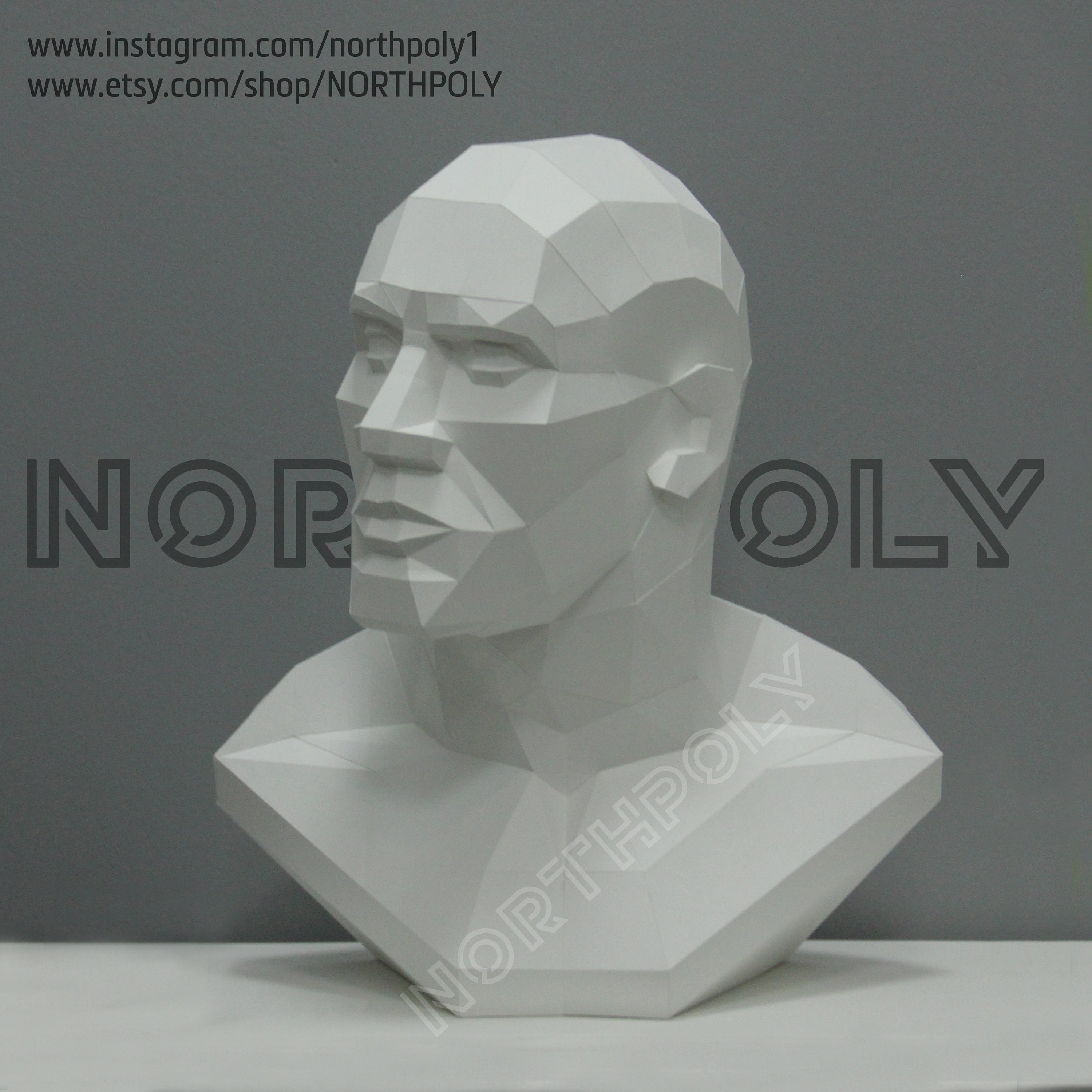 Male Bust Papercraft, Digital Template, PDF Download, Gurko, 3D Low ...