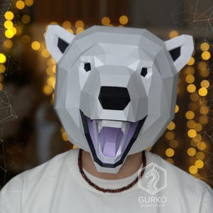 Polar Bear Mask Papercraft, Digital Template, PDF, SVG, DXF Download ...