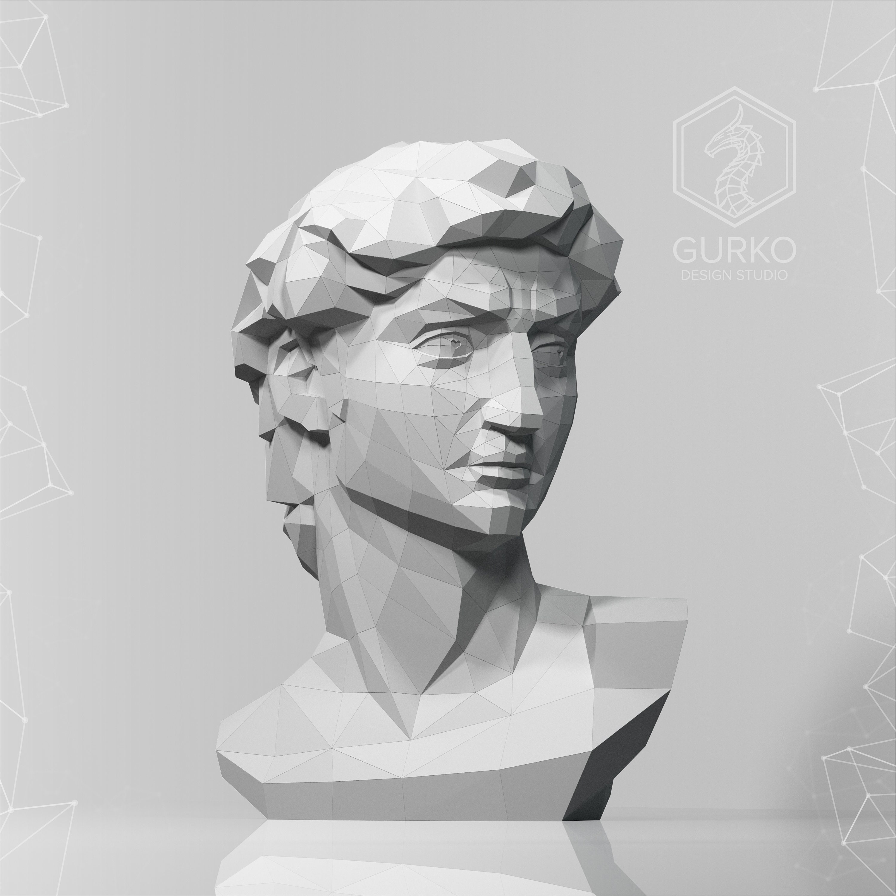 Bust of David 750 Mm Papercraft, Male Bust, Pdf, Gurko, Pepakura ...
