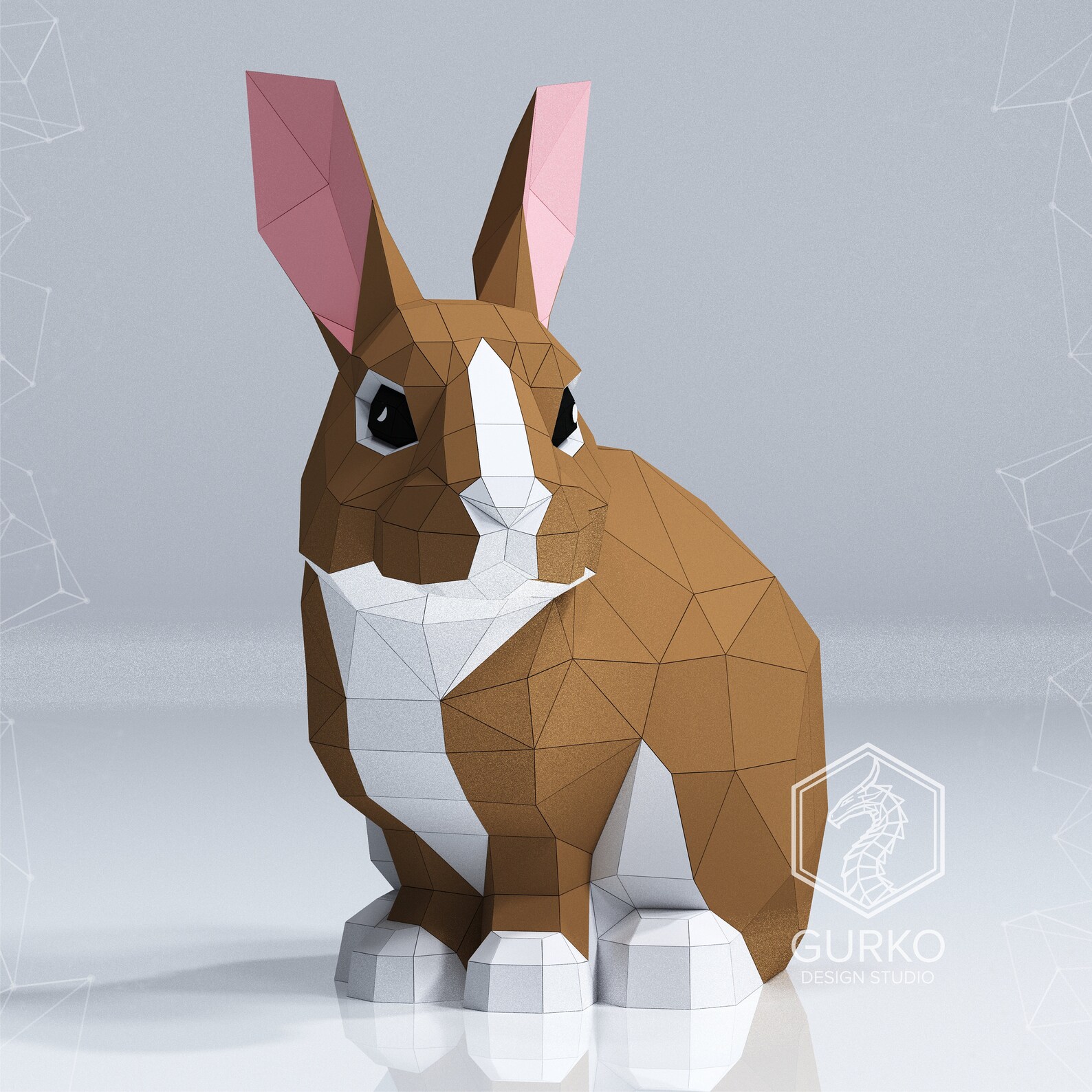 Rabbit Papercraft, Hare, Pdf, Gurko, Pepakura, Template, 3D Origami ...