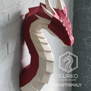 Fire Dragon Papercraft, Digital Template, PDF Download, Gurko, 3D Low ...