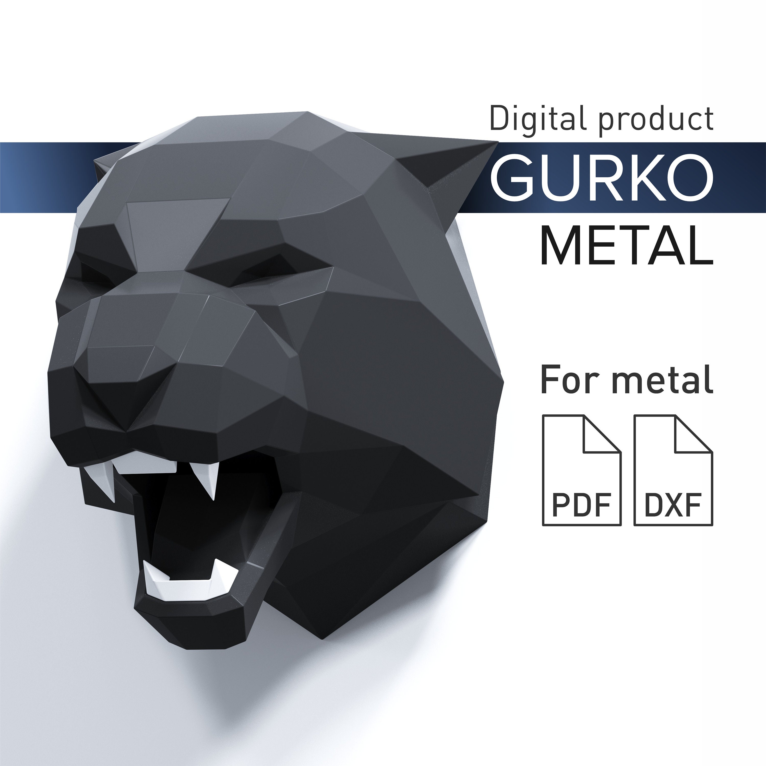 Tiger Head Metal Papercraft, DXF, PDF, Digital Template Download, Gurko ...